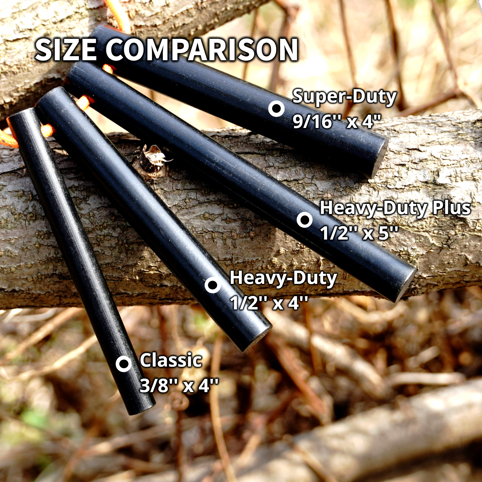 Super-Duty 9/16 Inch Thick x 4 Inch Long Ferro Rod Fire Starter with ...